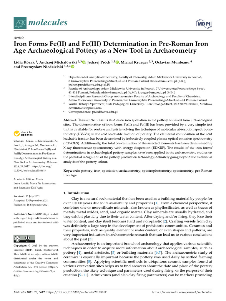 Iron Forms Fe (II) and Fe (III) Determination in Pre-Roman Iron Age ...