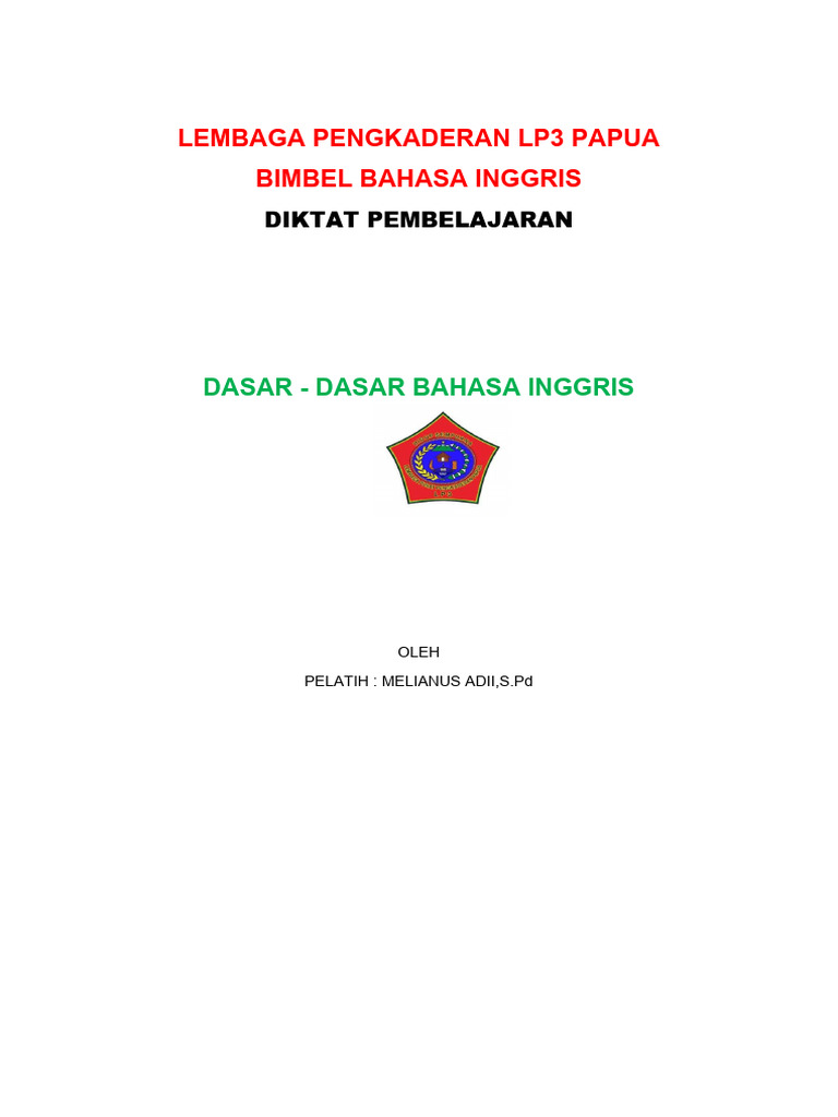 Daftar Kosakata Kata Kerja MARTERI LP3 PAPUA | PDF