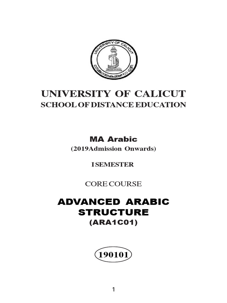 Advanced Arabic Grammar Structure (ARA1 C01) | PDF
