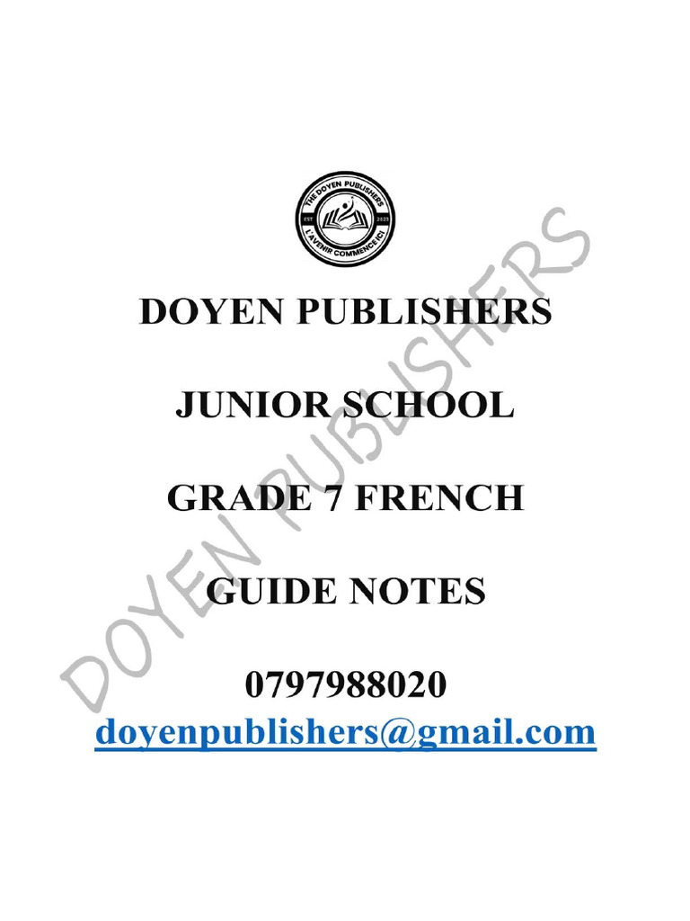 Grade 7 French Teaching Notes | PDF