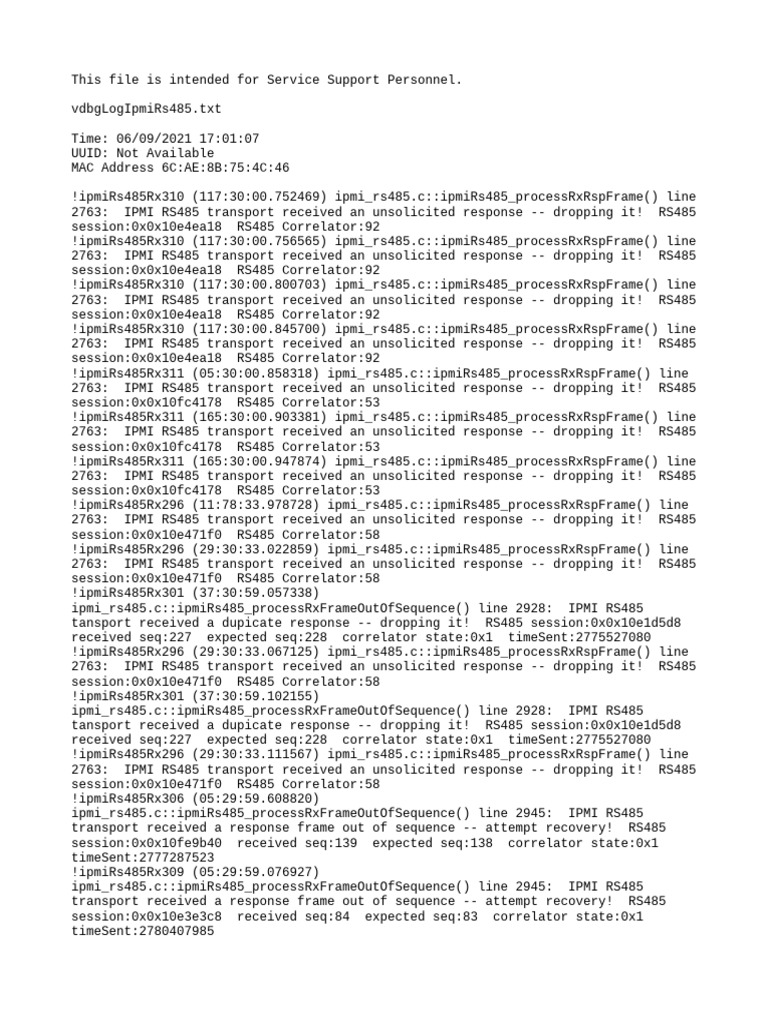 VDBG Log Ipmi Rs 485 | PDF | Computer Science | Computer Standards