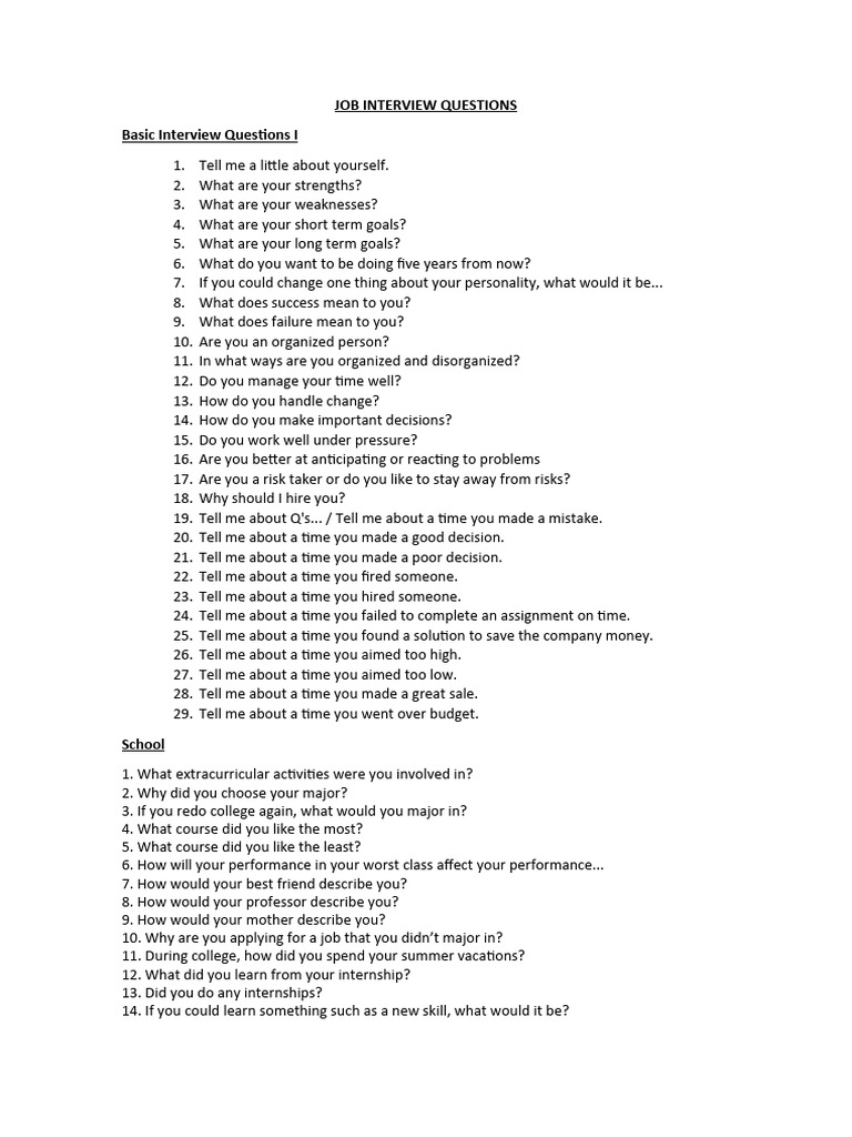 Job Interview Questions | PDF | Job Interview | Business