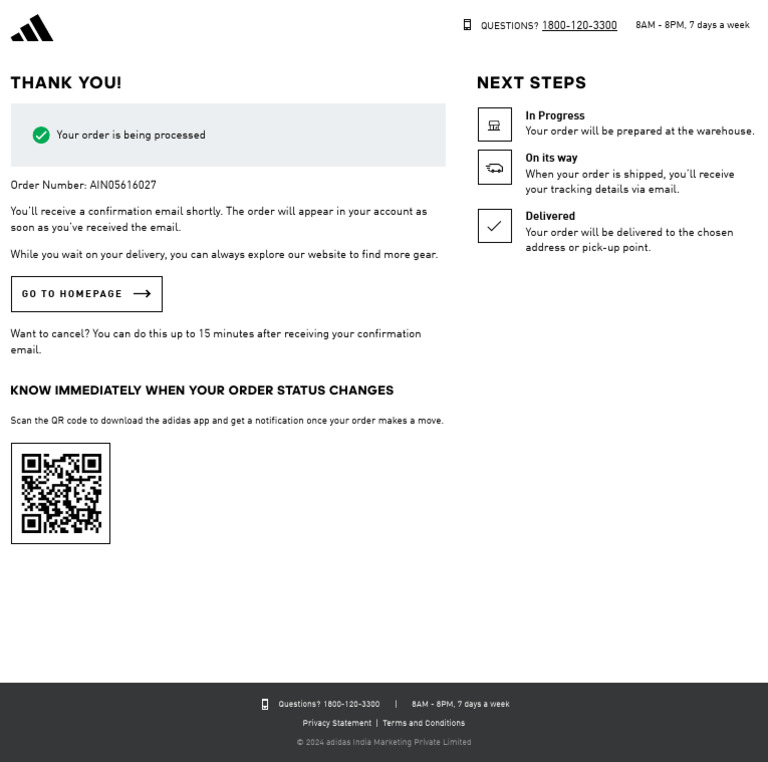adidas Order Confirmation Details | PDF