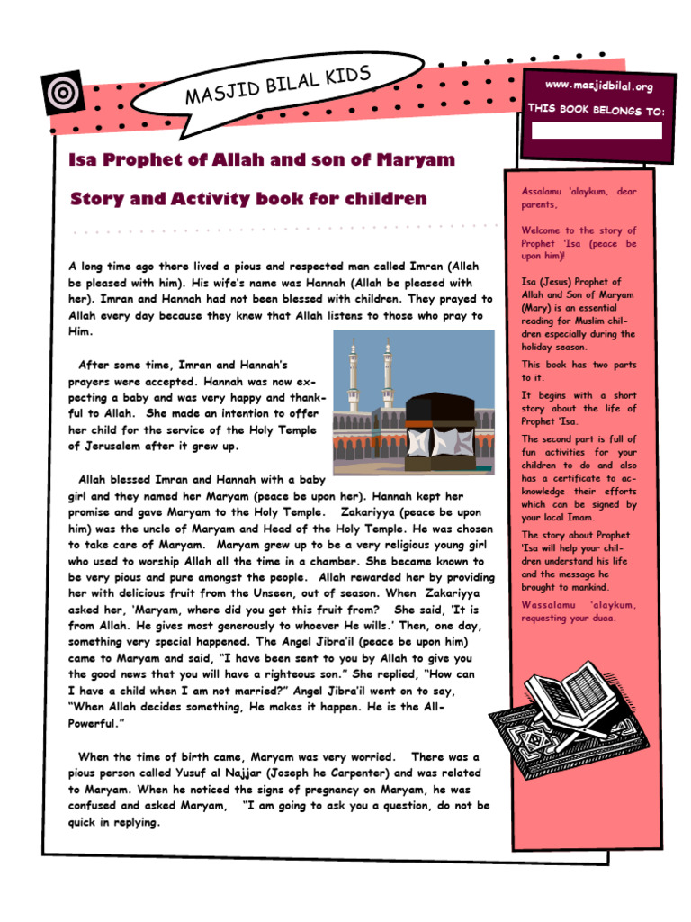 Prophet Isa As Story and Activity Book | PDF | Jesus In Islam ...