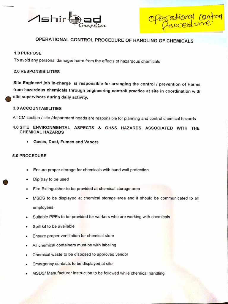 Operational Control Procedure | PDF