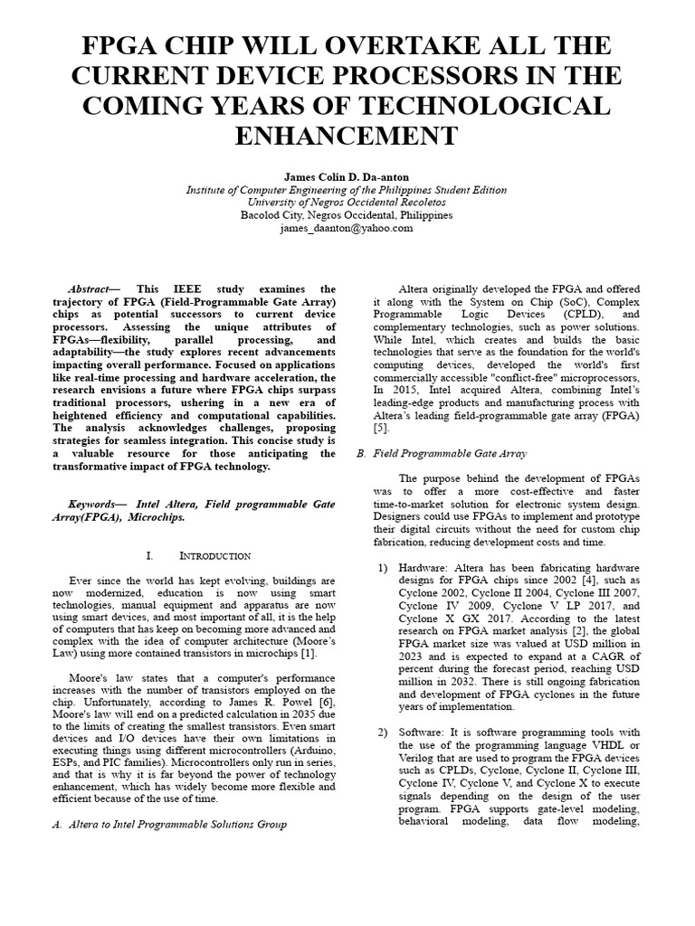 Ieee Fpga Pdf Field Programmable Gate Array Integrated Circuit
