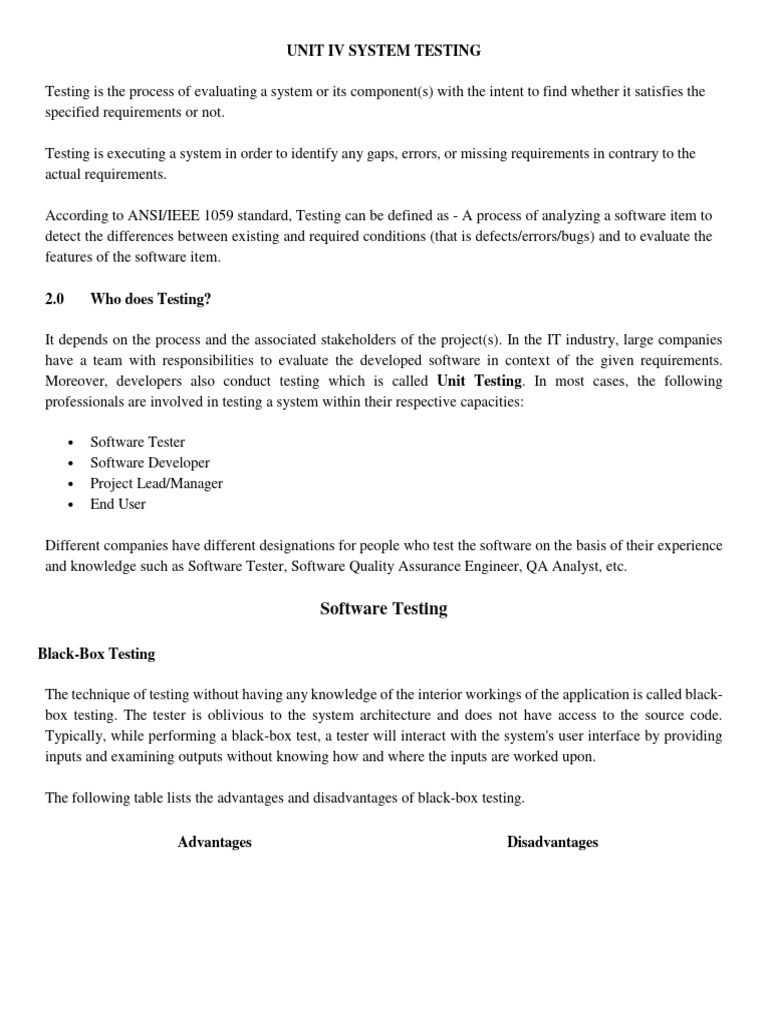 Unit Iv-Oose | PDF | Software Testing | Unit Testing Unit Iv-Oose | PDF | Software Testing | Unit Testing