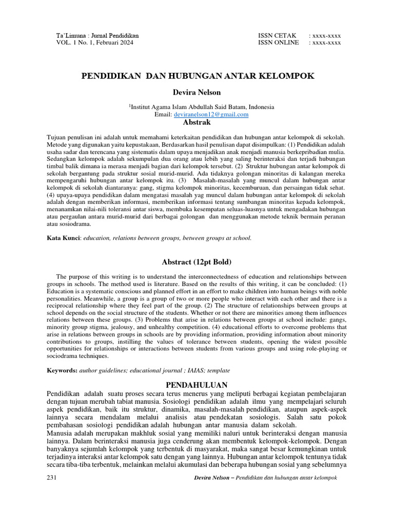 Devira-Pendidikan Dan Hubungan Antar Kelompok | PDF