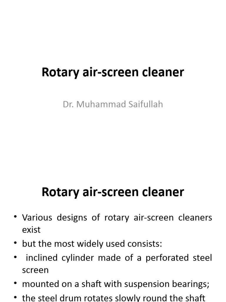 Rotary Air-Screen Cleaner Overview | PDF | Belt (Mechanical ...
