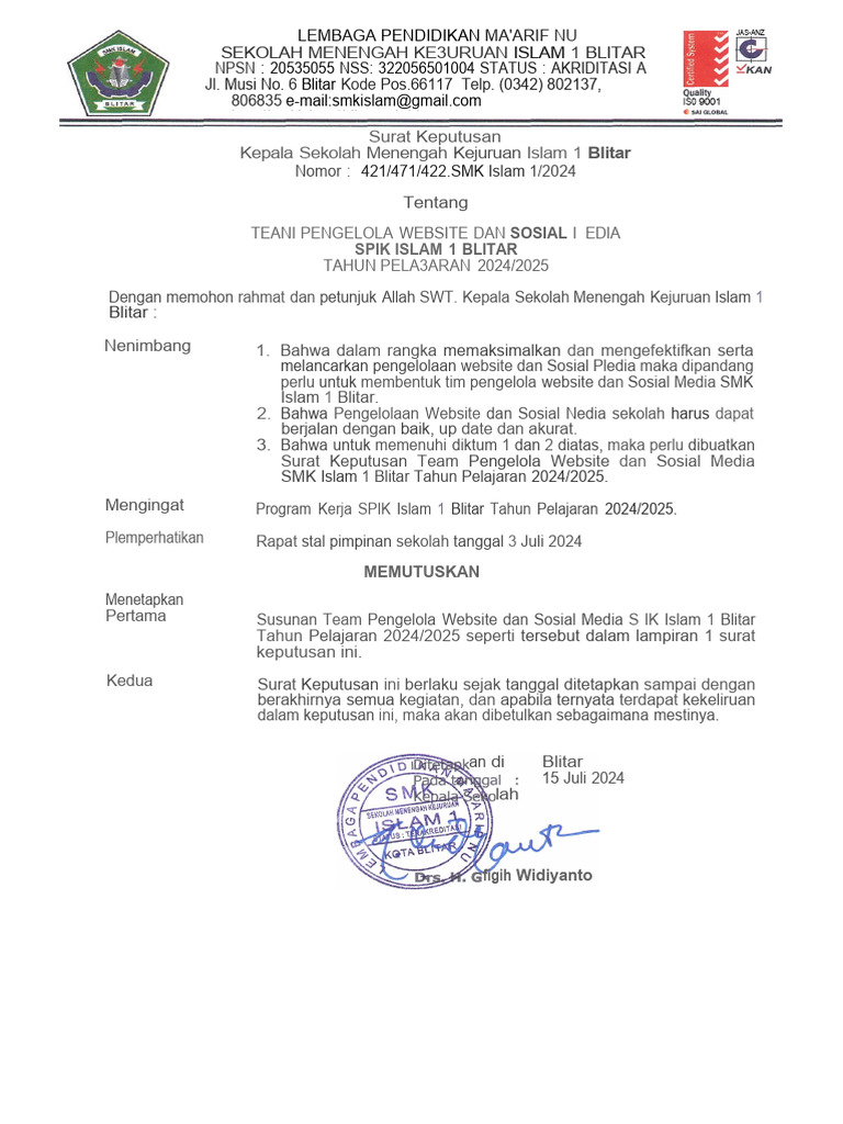 SK Team Web Dan Sosial Media Tahun 2024.2025 | PDF | Ilmu Sosial