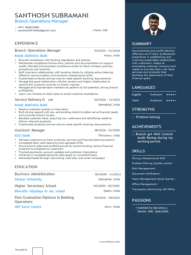 Branch Operations Manager Resume | PDF | Banks | Regulatory Compliance