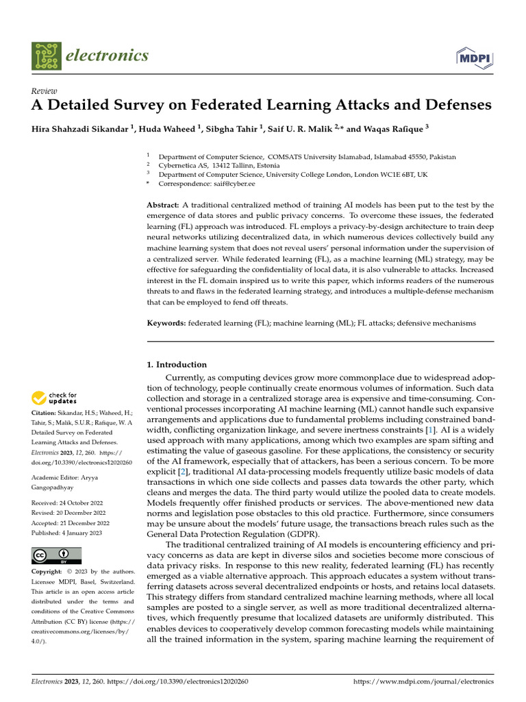 A Detailed Survey On Federated Learning Attacks and Defenses | PDF ...
