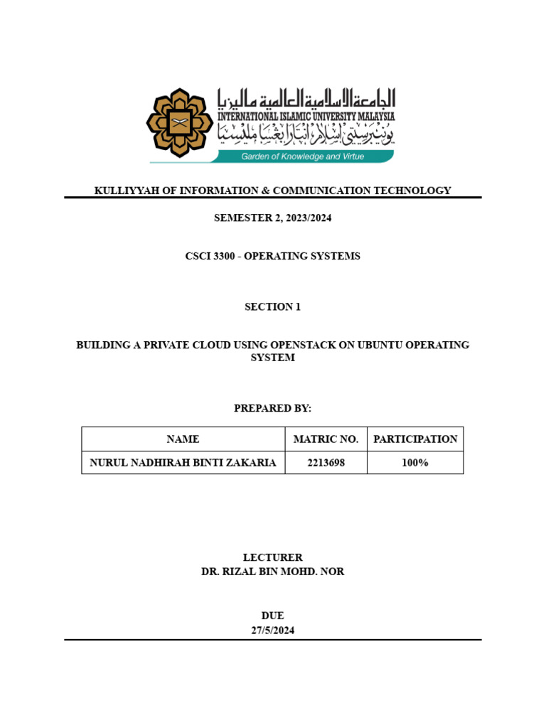 Csci 3300 - A1 | PDF | Cloud Computing | Open Stack