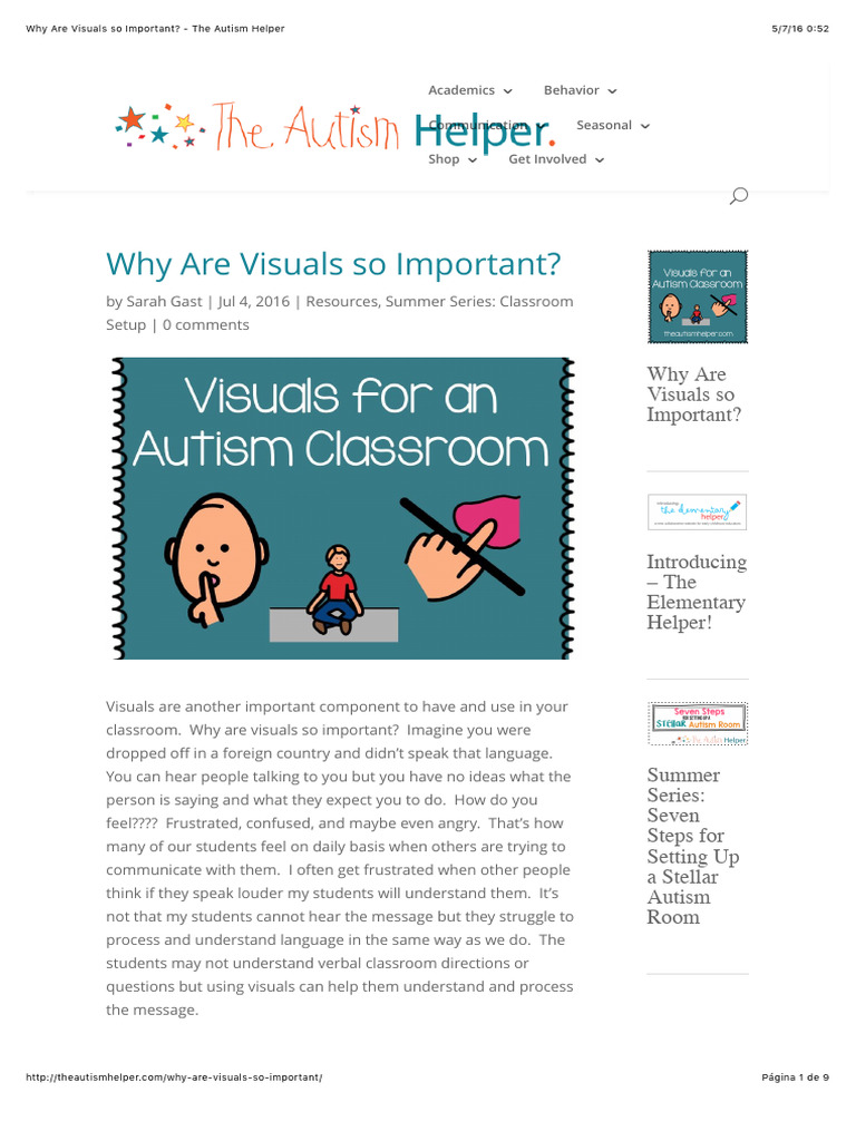 APOYOS VISUALES TEORIA Why Are Visuals So Important | PDF | Autism Spectrum | Cognition