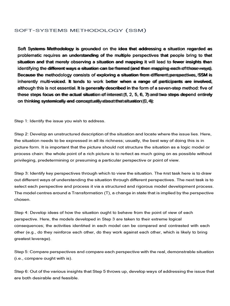 Soft-Systems Methodology (SSM) | PDF | Cognition | Methodology