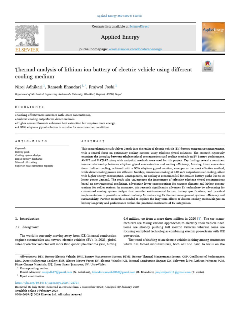 Thermal Analysis Of Lithium Ion Battery Of Electric Vehicle Using Different Cooling Medium Pdf