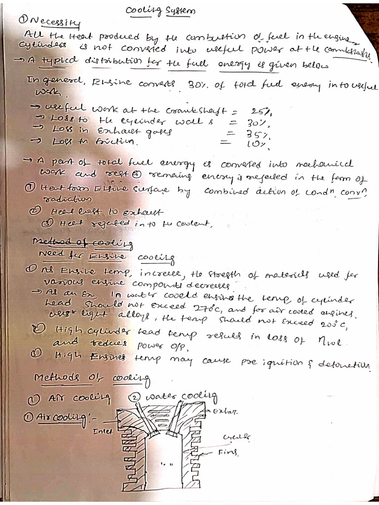 Cooling System Lubricant System Automobile Si Ci Engine Notes Pdf