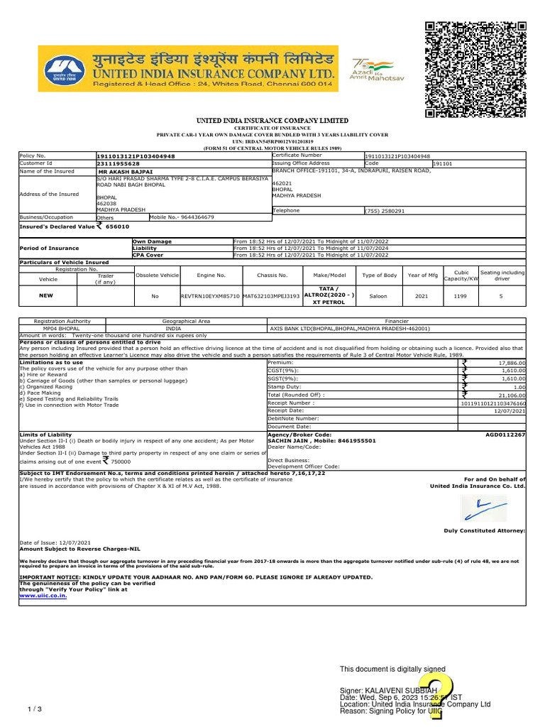 Akash Bajpai New | PDF | Insurance | Receipt