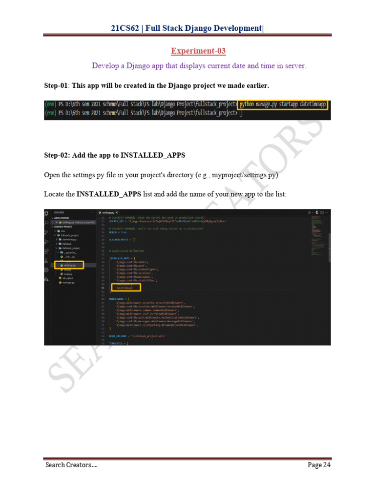 Experiment-03 Full Stack Django Search Creators | PDF | Web Server | Internet & Web