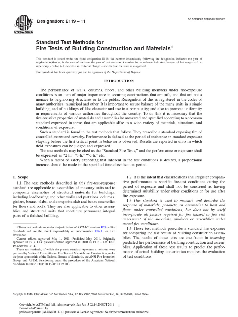 6.astm E119-11 | PDF | Thermocouple | Building Engineering