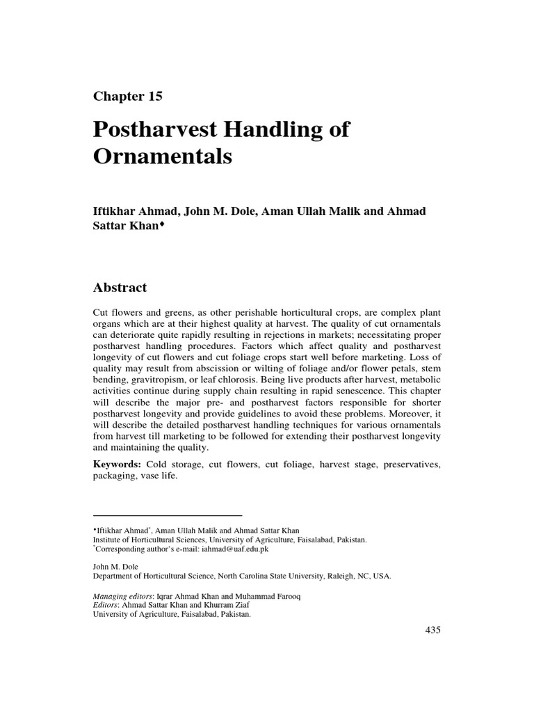 Chapter 15 Agriculture PDF Flowers Postharvest