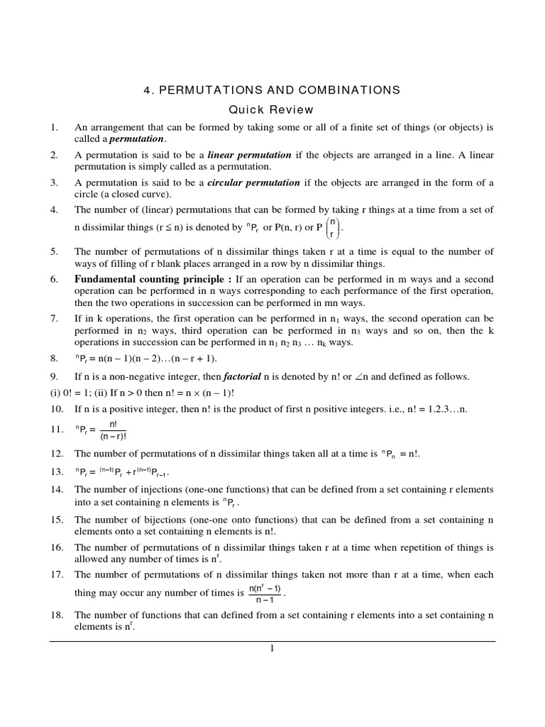 Review EAMCET - QR - Maths - SR - Maths - IIA - 4 - PERMUTATIONS - AND - COMBINATIONS | PDF ...