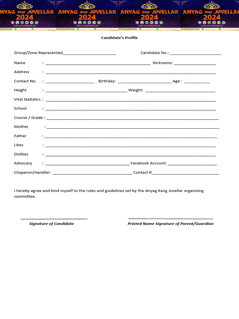 Anyag Kang Jovellar 2024 Application Form | PDF | Career & Growth