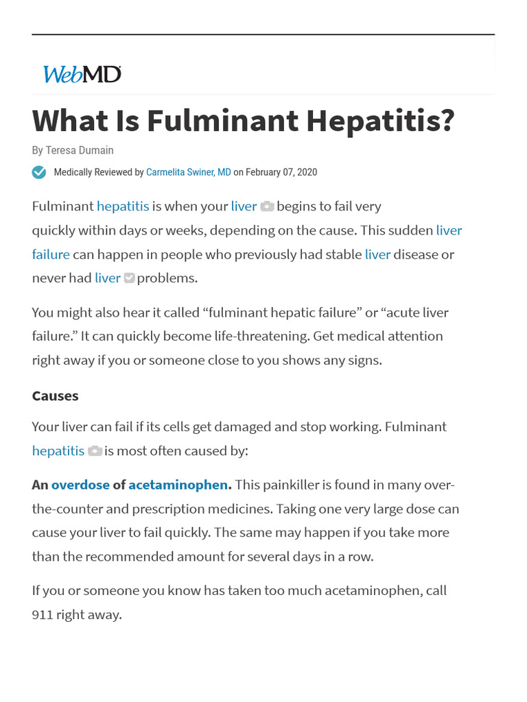 Fulminant Hepatitis- Symptoms, Causes, Diagnosis, and Treatment ...