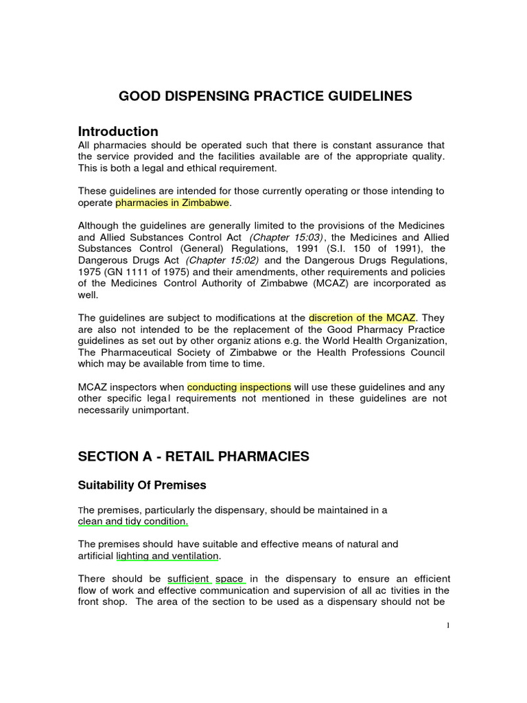 Good Dispensing Practice Guidelines | PDF | Pharmacy | Medical Prescription