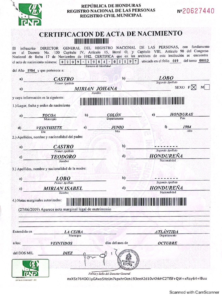 Partidas de Nacimiento | PDF