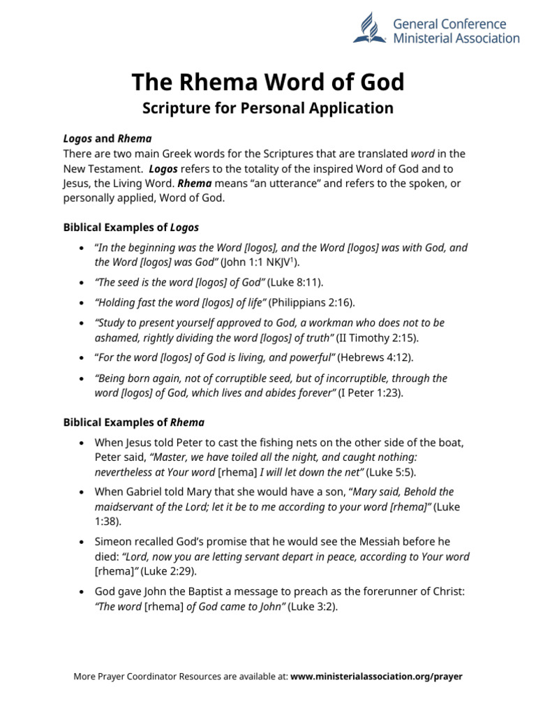 The Rhema Word of God | PDF | Jesus | John The Baptist