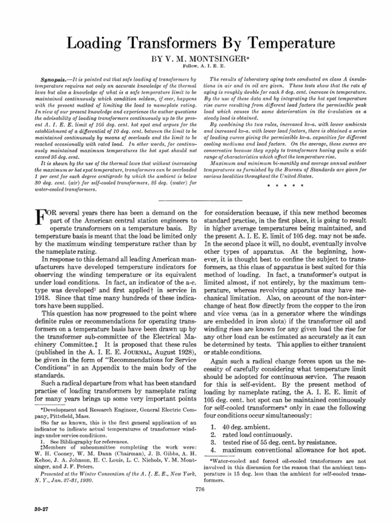 Safe Transformer Loading Guidelines | PDF | Transformer | Convection