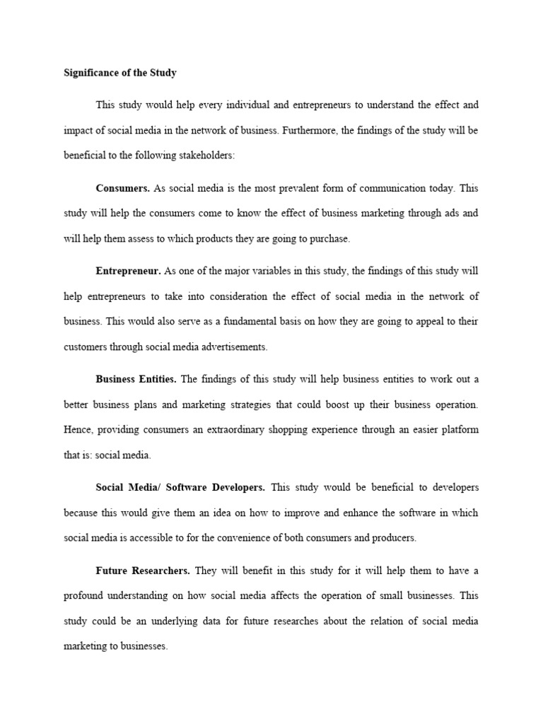 Significance of The Study | PDF