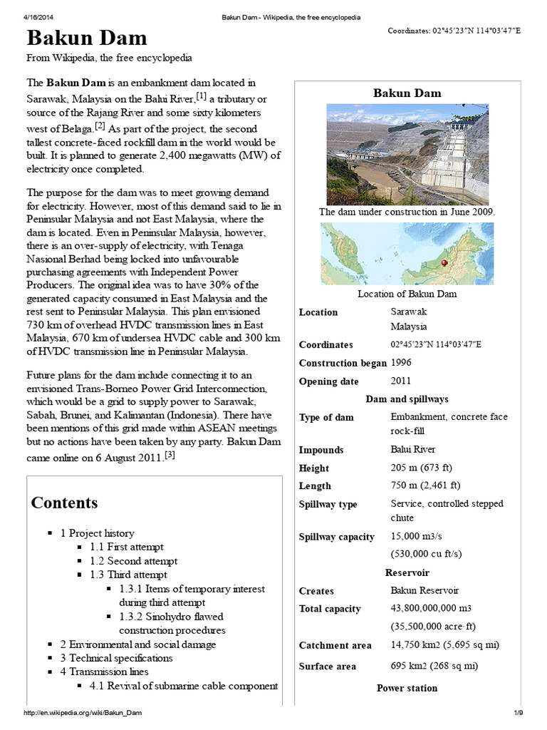 Bakun Dam - Wikipedia, The Free Encyclopedia | PDF