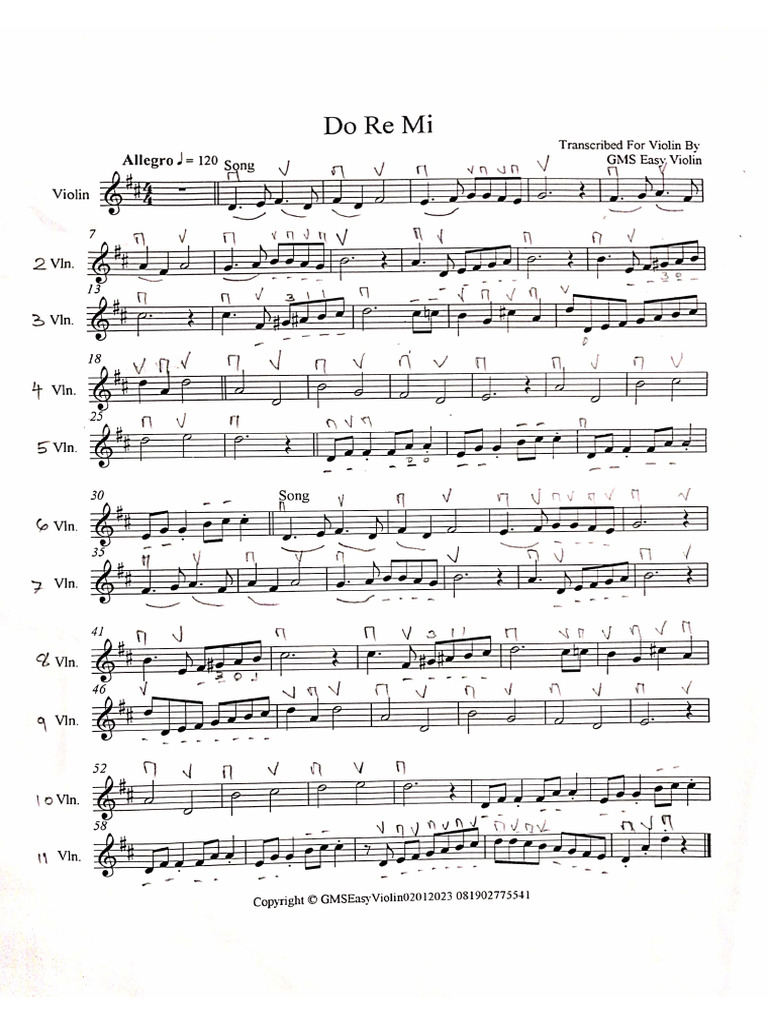 Do Re MI Song Chord Sheet For Violin | PDF