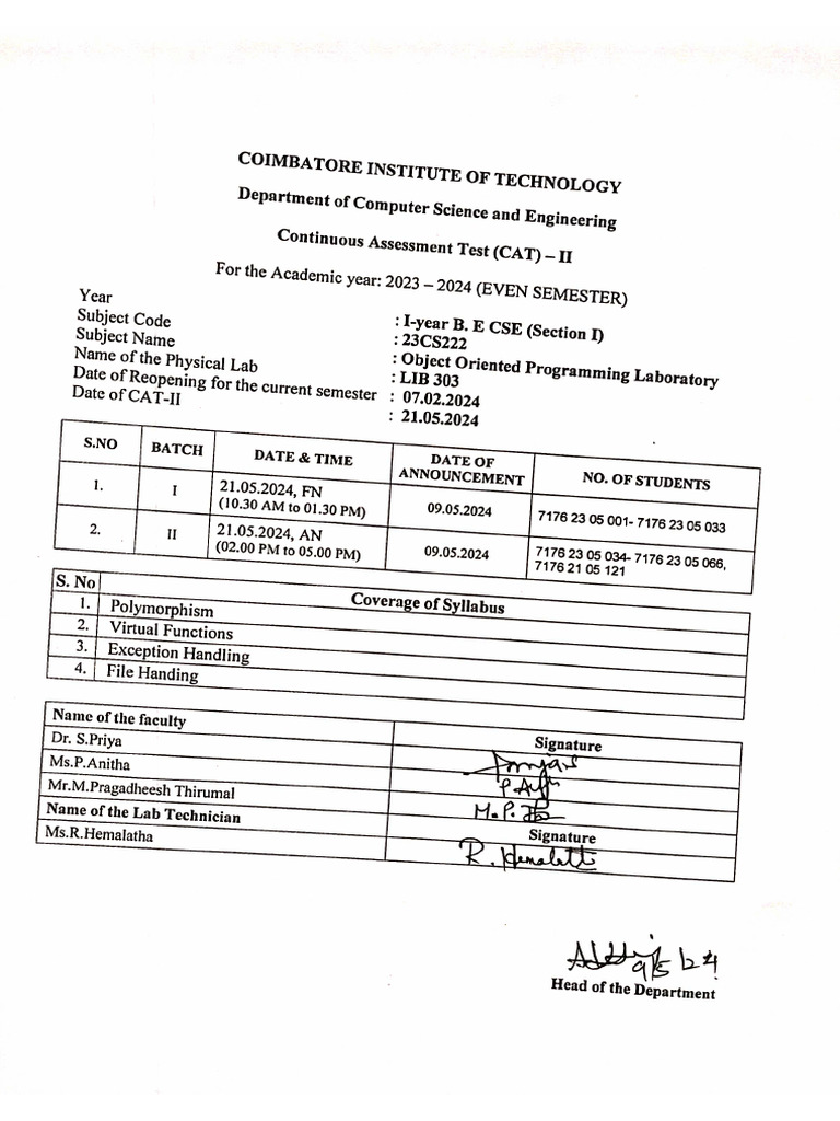 Object Oriented Programming Laboratory | PDF