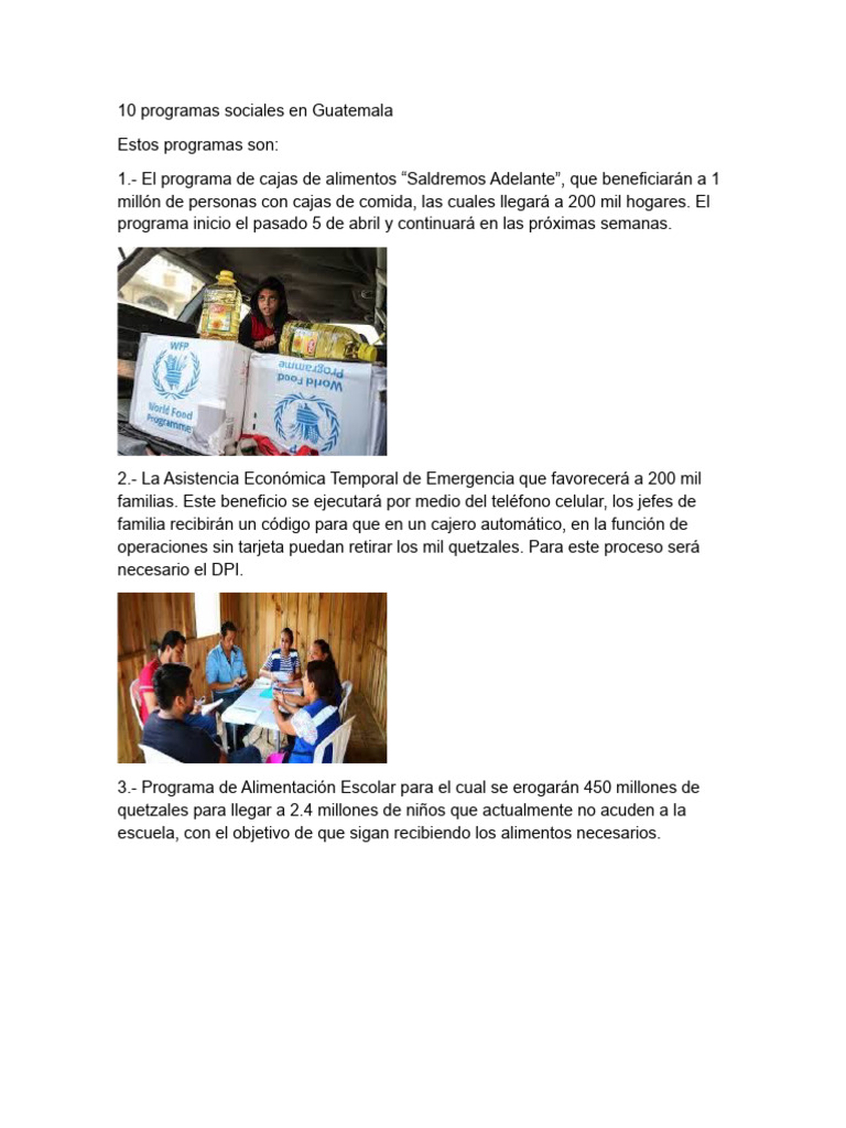 10 Programas Sociales en Guatemala | PDF