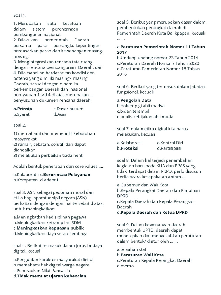 Soal Nilai Dan Etika PPPK 2024 | PDF | Bisnis | Pengelolaan Keuangan & Uang