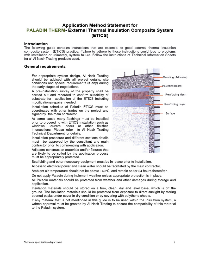 Method Statement ForEIFS | PDF | Adhesive | Building Insulation