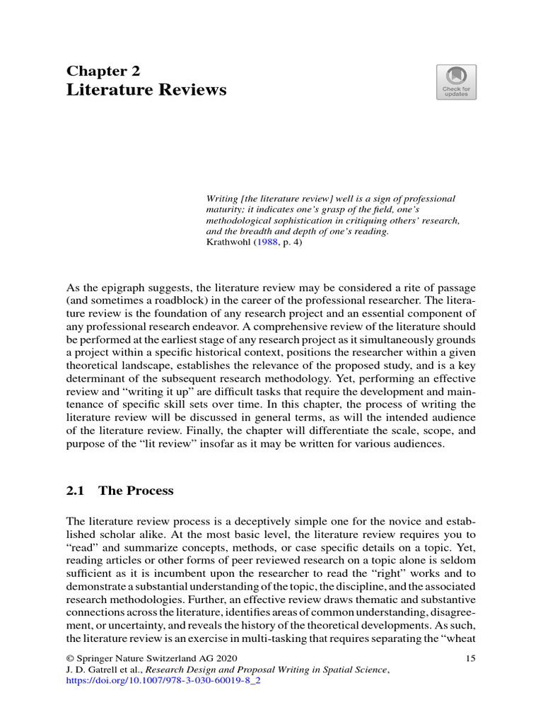 ch2 Literature Review Research Design and Proposal Writing in Spatial Science (3e, 2020) | PDF ...