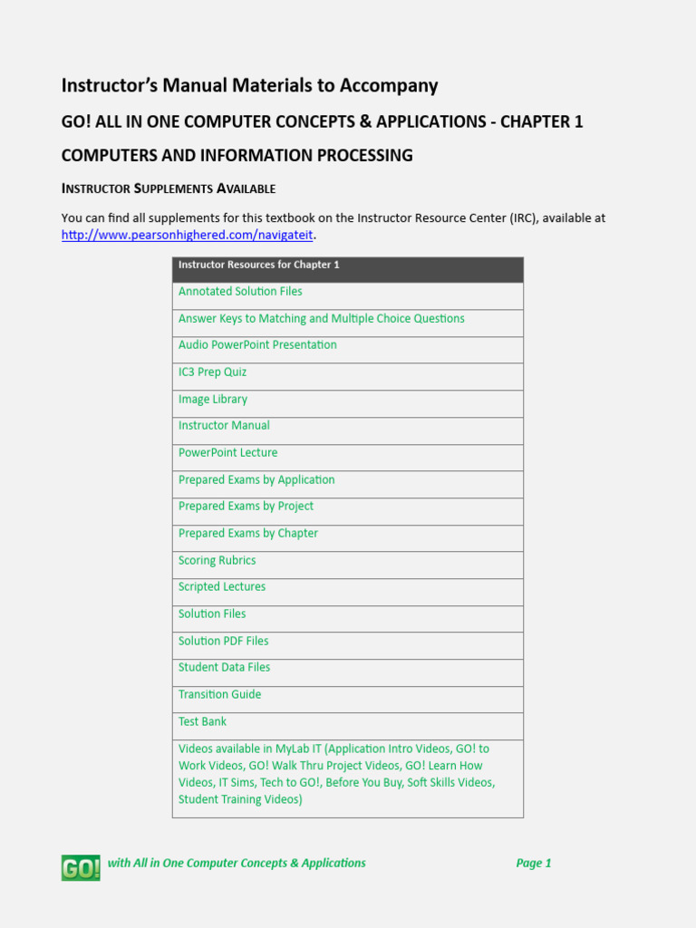 Instructor's Manual for Computer Concepts | PDF | Personal Computers ...
