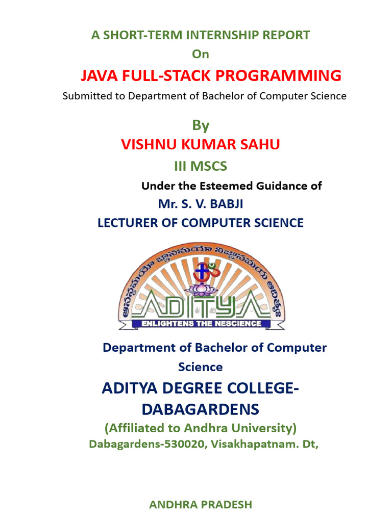 Java Full-Stack Internship Report | PDF | Programming | Constructor (Object Oriented Programming)