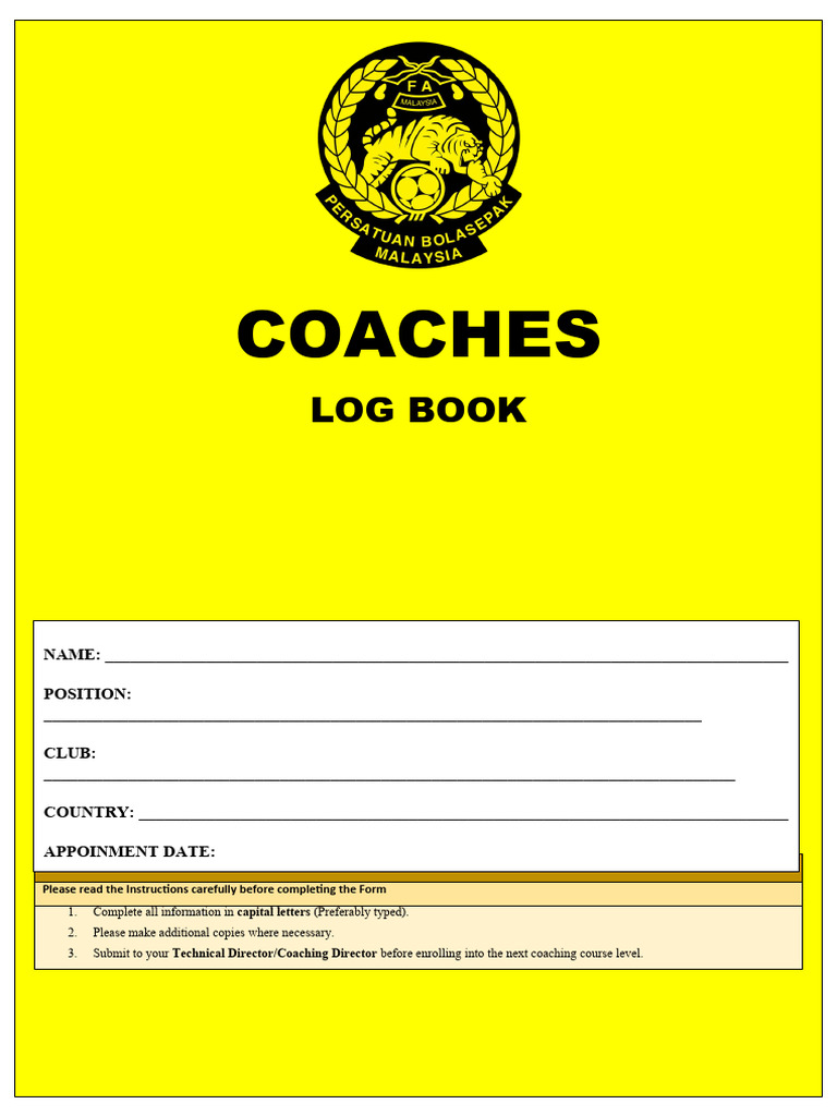 FAM Coaches Logbook Template | PDF