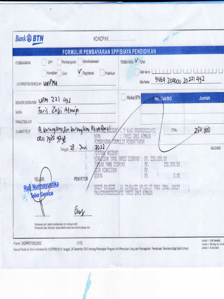 struk btn faris | PDF