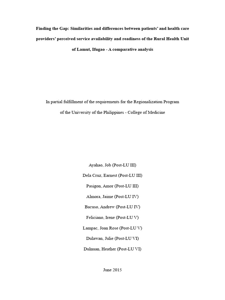 Finding the Gap: Similarities and differences between patients’ and health care providers ...
