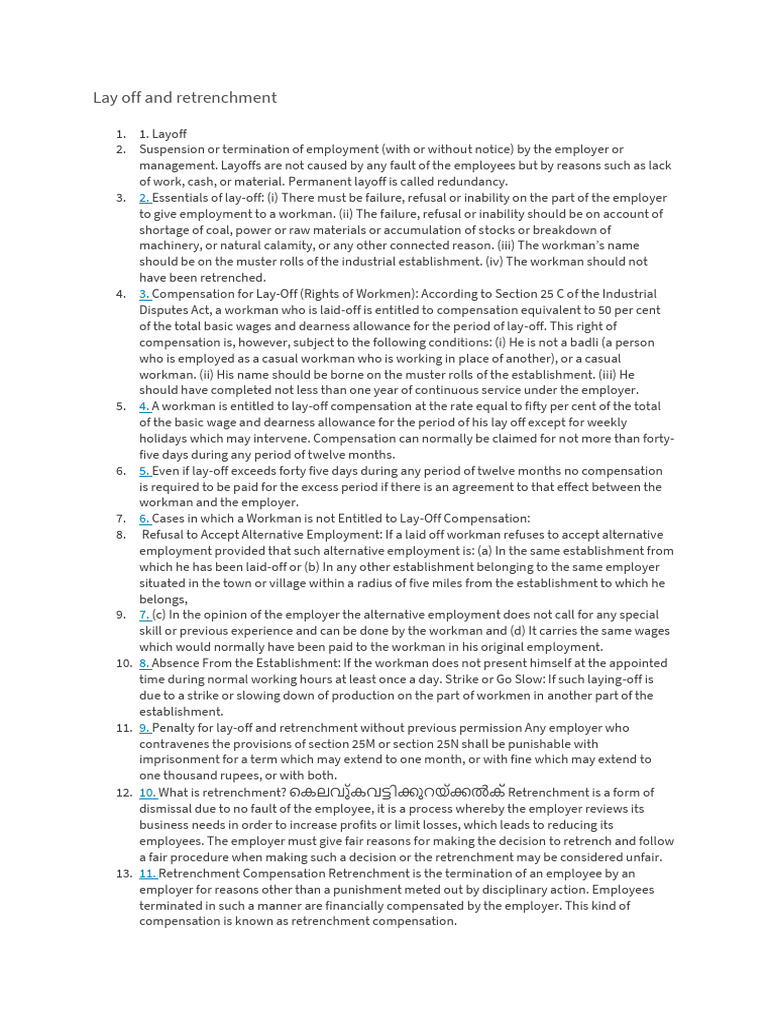 Lay Off and Retrenchment | PDF | Layoff | Employment
