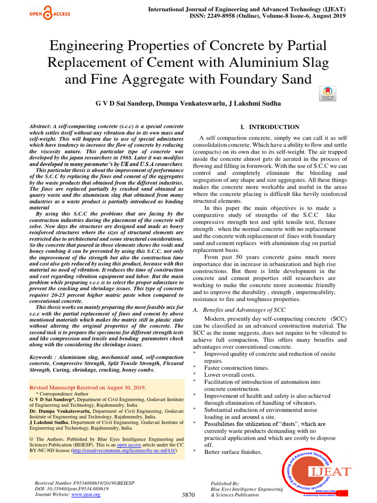 Engineering Properties of Concrete by Partial Replacement of Cement ...