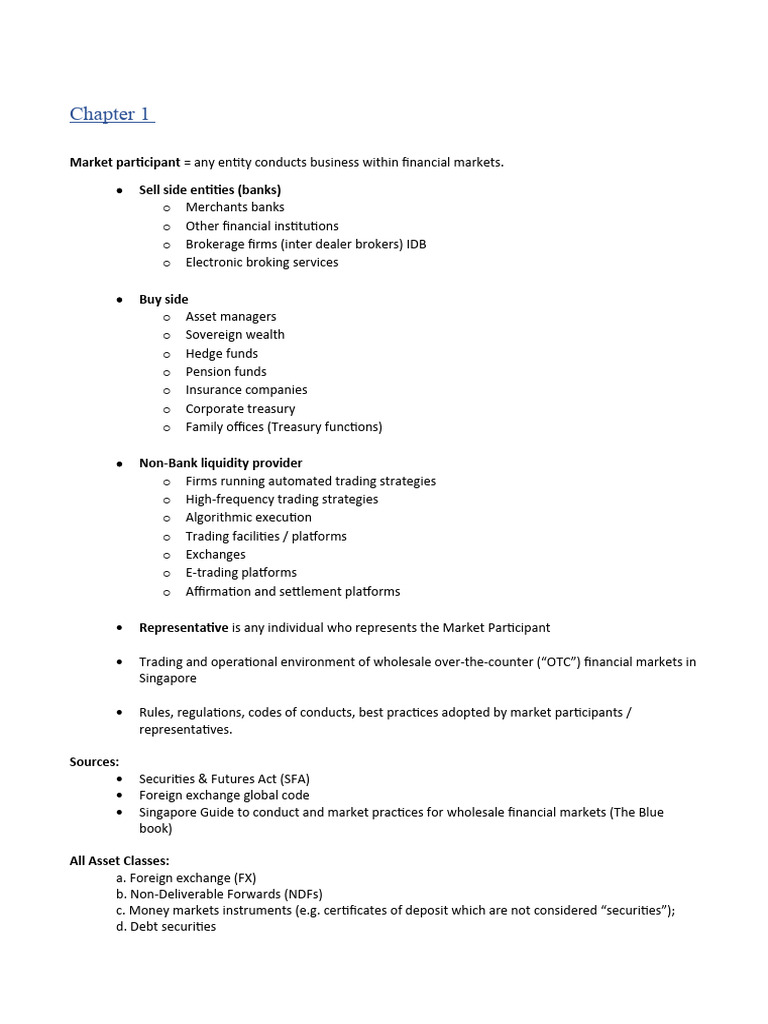FRMP Notes | PDF | Financial Markets | Securities (Finance)