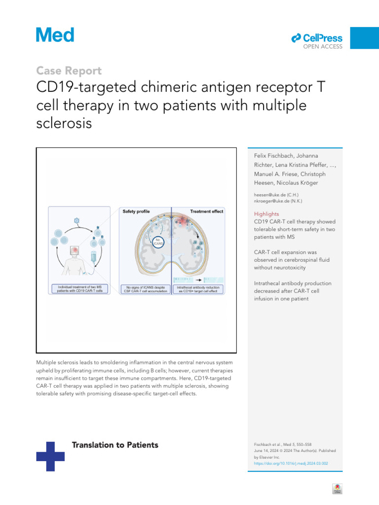 Cd19 Targeted Chimeric Antigen Receptor T Cell The Pdf Multiple
