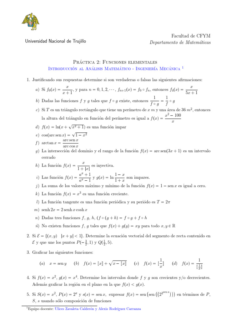 Practica Funciones2 Elementales | PDF | Geometría Elemental | Funciones y mapeos